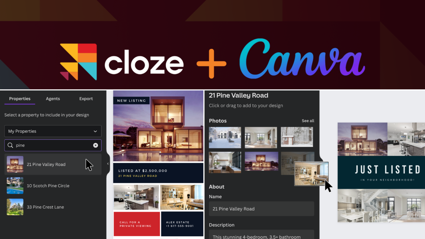 Cloze Teams With Design Tool Canva For Seamless Listing Presentations ...
