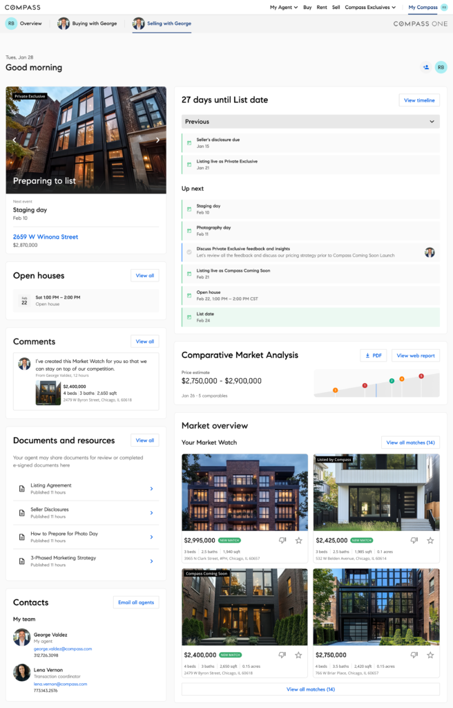Compass Launches 'Compass One' Client Portal And Dashboard | Inman Real ...